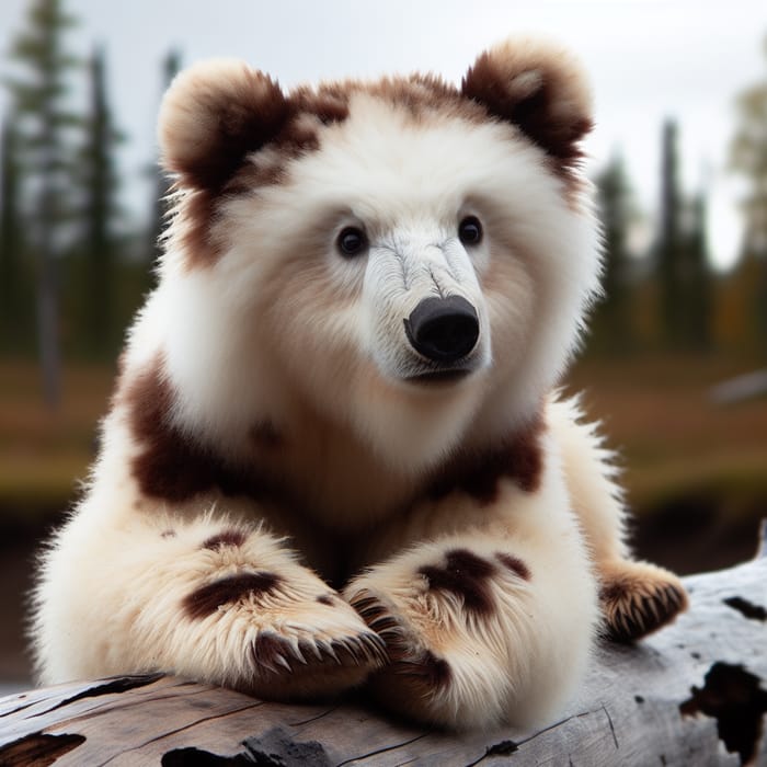 Unique Bear with White Fur and Brown Spots | AI Art Generator | Easy ...