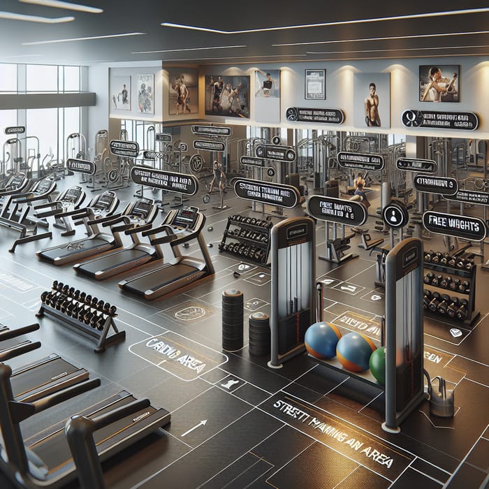 Explore Our Labeled Gym Areas for Fitness Success | AI Art Generator ...