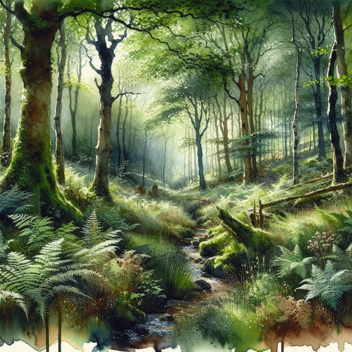 Enchanting Forest Watercolor Scene | Captivating Nature Art | AI Art ...