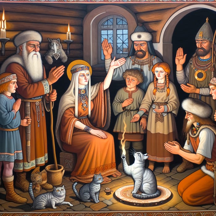 Ancient Slavic Worship of Cats | AI Art Generator | Easy-Peasy.AI