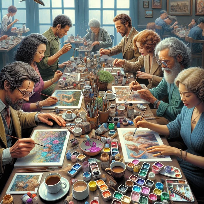 Realistic Art Master Class in Da Nang Cafe: Diverse Artists Painting ...