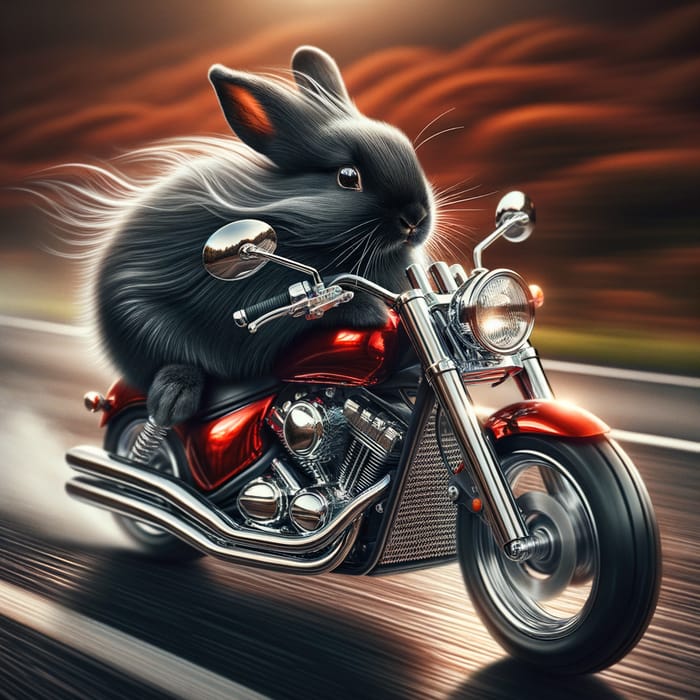 Black Rabbit Riding Motor | Speeding on the Road | AI Art Generator ...