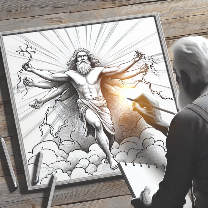 Elder Man Invokes Divine Energy for Canvas Life | AI Art Generator ...