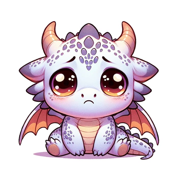 Cute Sad Cartoon Dragon on White Background | AI Art Generator | Easy ...
