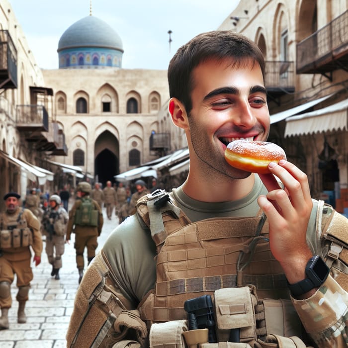 IDF Soldier Eating TATTI Hunuka Donut in Gaza | AI Art Generator | Easy ...