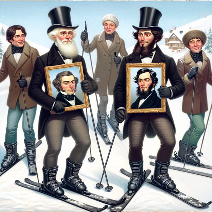 Evgeny Onegin & Vladimir Lensky Skiing with Friends | Literary Winter ...
