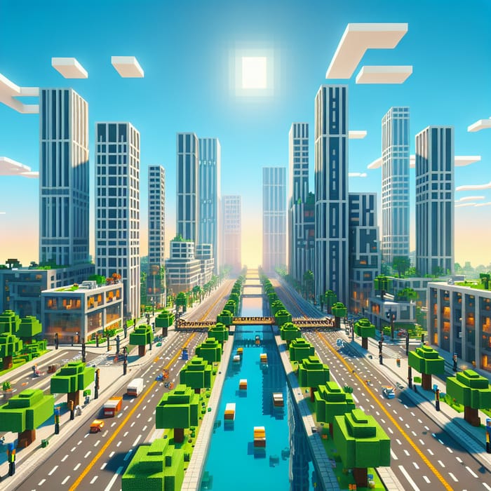 Modern Minecraft City - Pixel Art Skyscrapers & Characters | AI Art ...