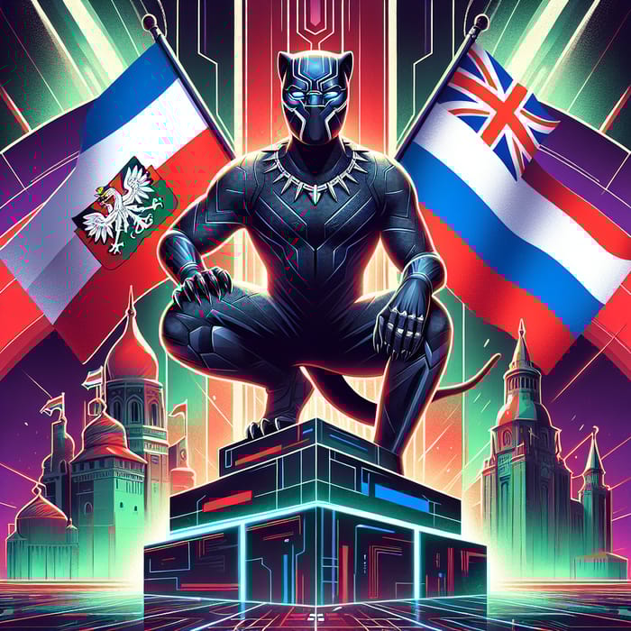 Zagi Movie Cover | Powerful Black Panther | Flags of Poland & Great Britain | AI Art Generator ...