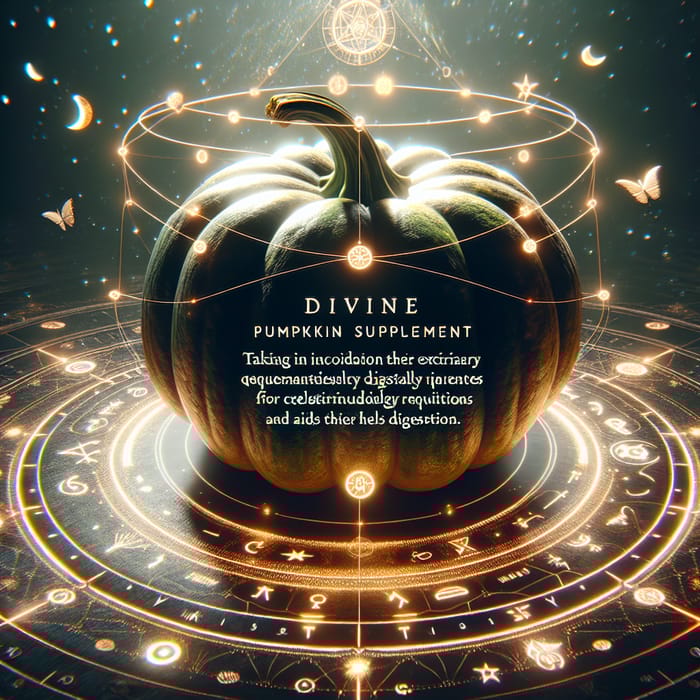 Celestial Pumpkin Digestive Supplement for Divine Deities | AI Art Generator | Easy-Peasy.AI
