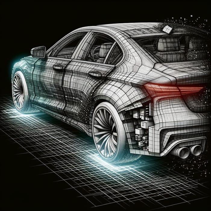 Digital Transformation: Car Rear in Lines and Cubes | AI Art Generator ...