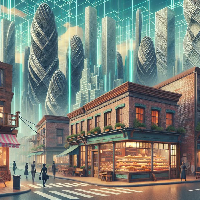 Vintage Bakery in Future - Urban Bakery Scene | AI Art Generator | Easy ...