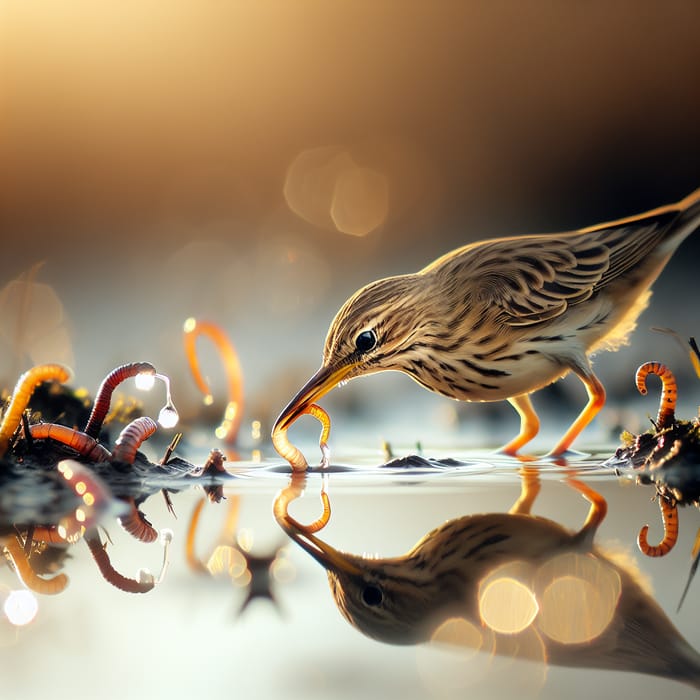 Bird Hunting: Watch a Bird Catching Worms in Water | AI Art Generator ...