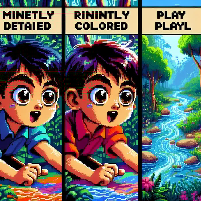 Curious Young Boy of South Asian Descent in Pixel Art - Nature ...