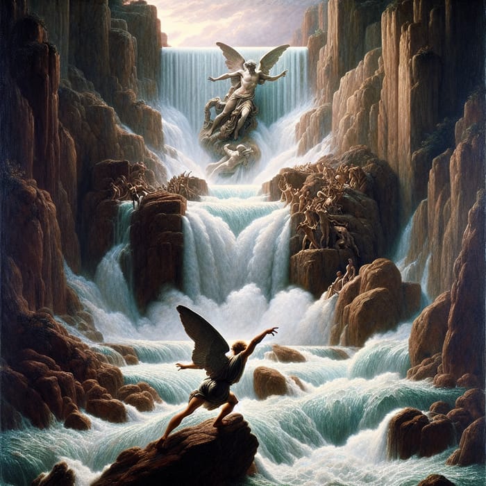 Psyche's Treacherous Adventure to the Styx Waterfall | AI Art Generator | Easy-Peasy.AI