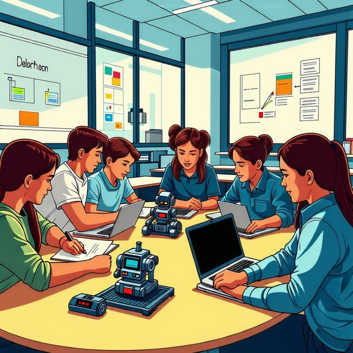 Team Collaboration in Modern Classroom with Robotics Tools | AI Art ...