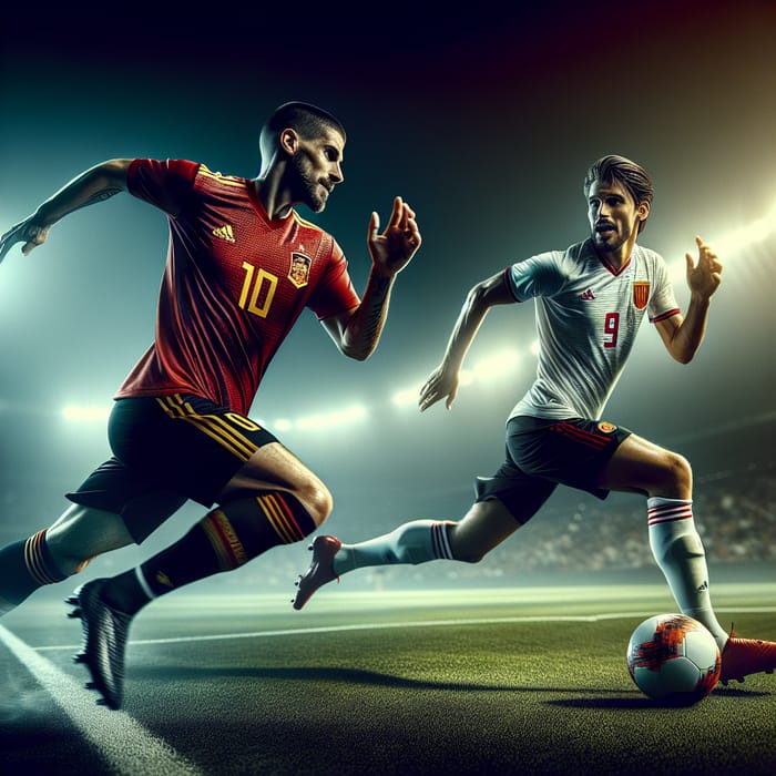 Intense La Liga Rivalry Real Madrid 10 Vs Barcelona 9 Sprinting Ai