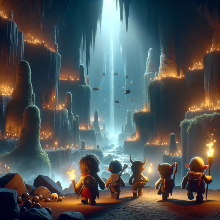Fantastical Deep Dark Fantasy Game Background with Diverse Dwarfs | AI ...
