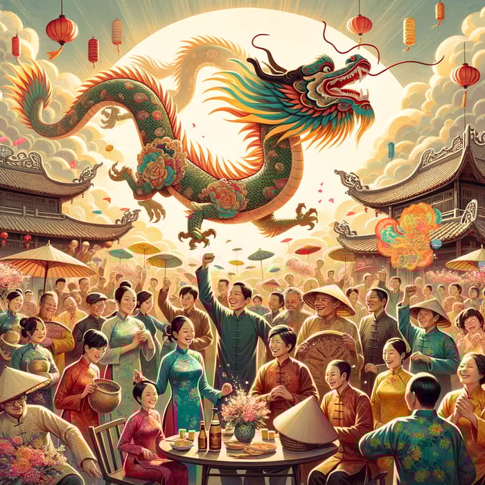 Vibrant Vietnamese Tet Festival Display - Cultural Heritage & Joy | AI ...
