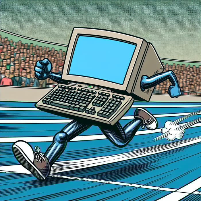 Computer Sprinting 100 Meters Comic Style | AI Art Generator | Easy ...