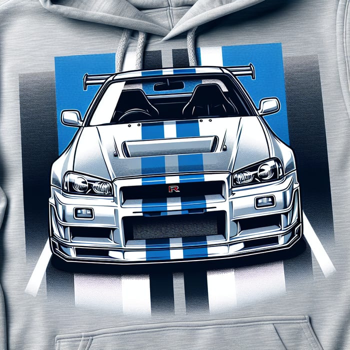 JDM Style 1999 Nissan Skyline GT-R R34 Hoodie Print | AI Art Generator ...