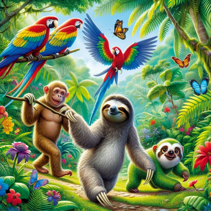 Exploring the Colorful Jungle with Sammy the Sloth & Friends | AI Art ...