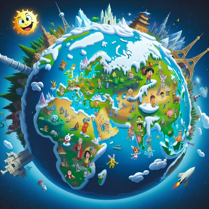 Colorful Animated Earth - Kid-Friendly Planet Imagery | AI Art ...
