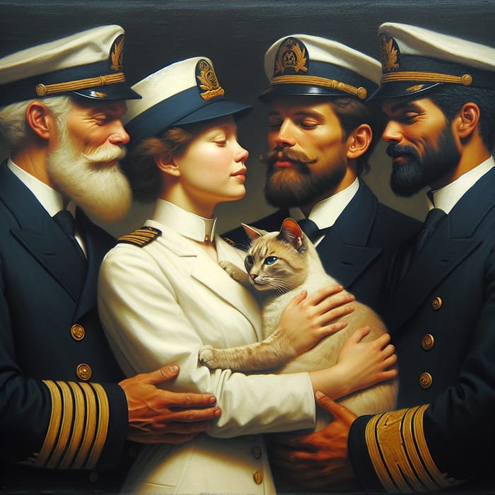 Marine Sailing Captains Discussing Sea Navigation with Cat | AI Art ...