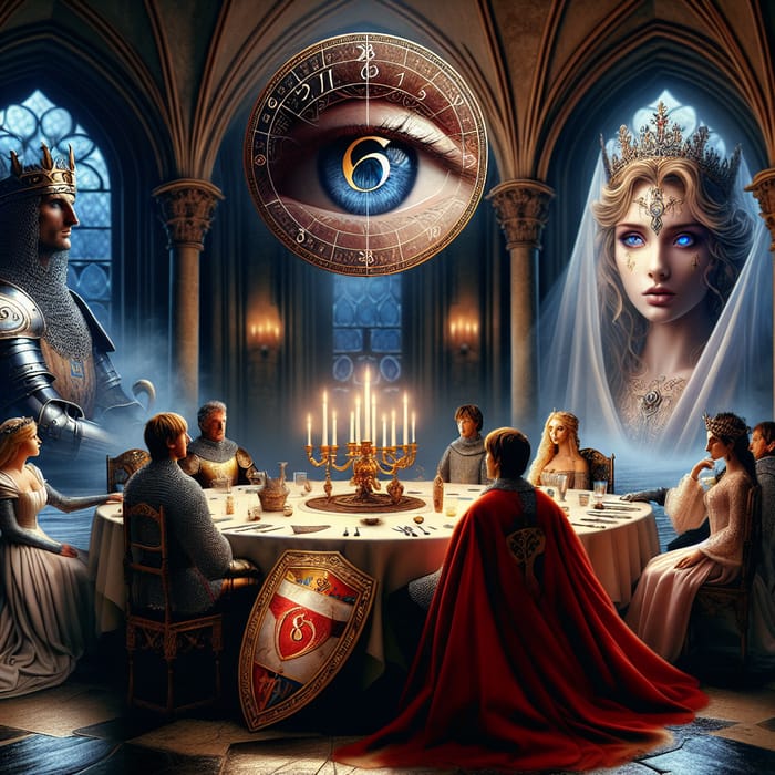 Arthurian Legends Round Table Scene with King Arthur, Lancelot and ...