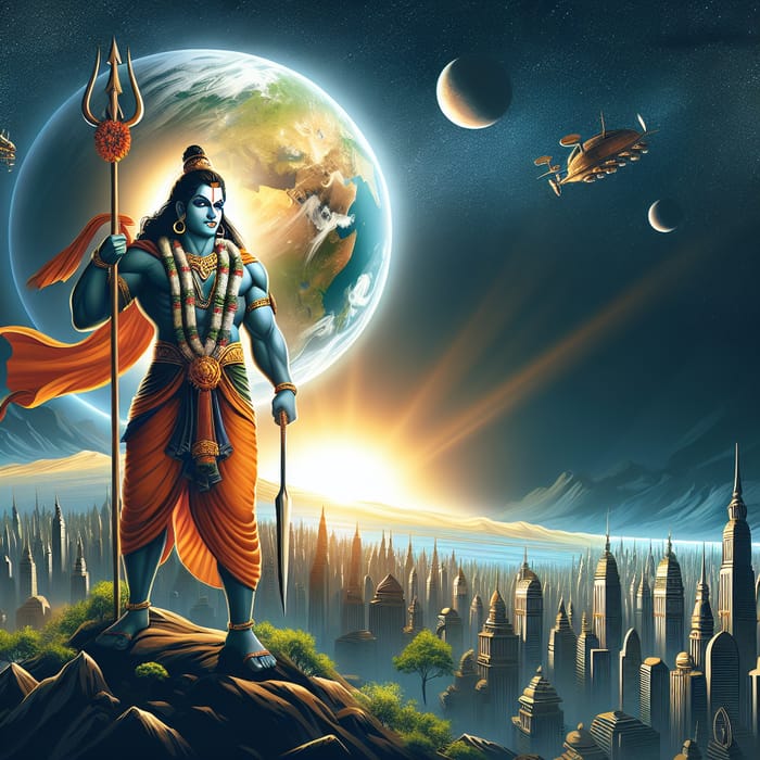 Lord Rama Protecting Earth - Savior of Humanity | AI Art Generator ...