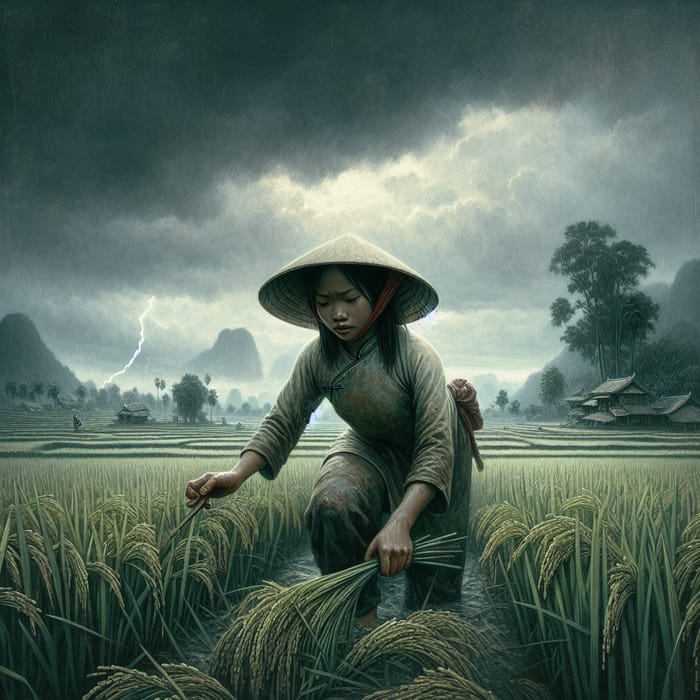 Linh's Tale: Tranquil Rice Fields in 1802 | AI Art Generator | Easy ...
