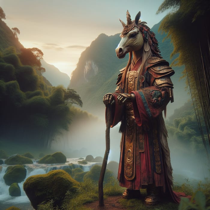 Thiên Ma: Mystical East Asian Creature in Red & Gold | AI Art Generator ...