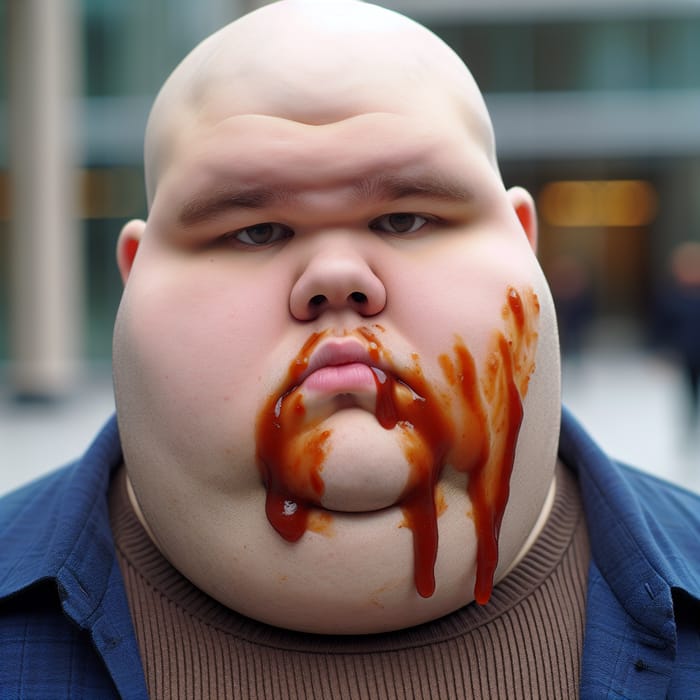 Bald Person with Sauce on Mouth | AI Art Generator | Easy-Peasy.AI