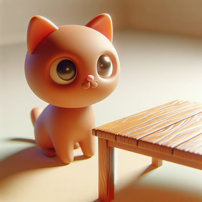 Pixar-Inspired Cat Staring at a Wooden Table | AI Art Generator | Easy ...