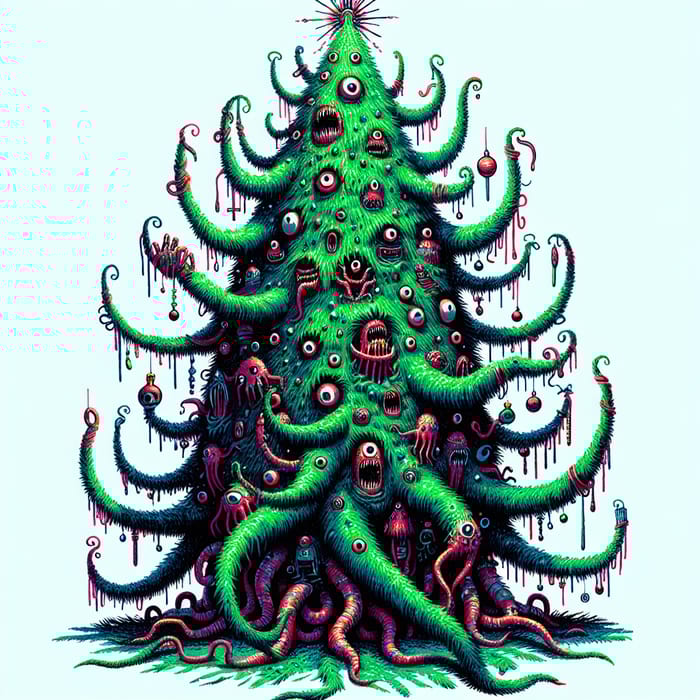 Crazy Monster Christmas Tree - Quirky Holiday Decor | AI Art Generator ...