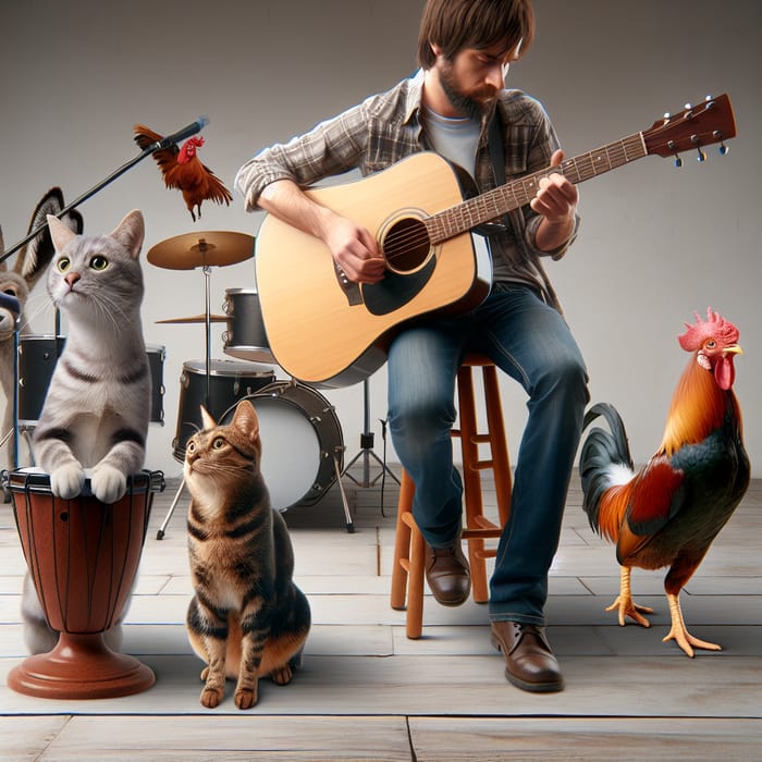 Animal Band Performance: Guitar, Drums, and Song | AI Art Generator ...