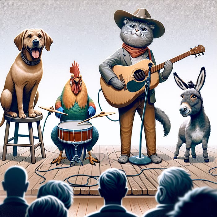 Animal Band Performance on Stage | AI Art Generator | Easy-Peasy.AI