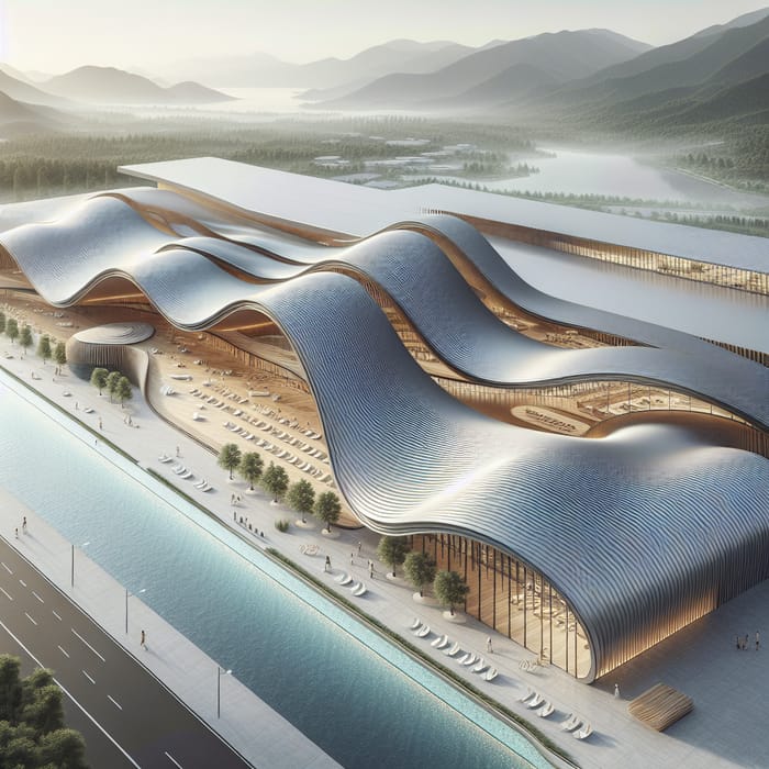 Wavy Roof Wellbeing Center | Metalwide Structure | AI Art Generator ...