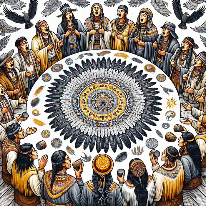 Shamanic Circle Singers in Sacred Chant with Eagles | AI Art Generator ...