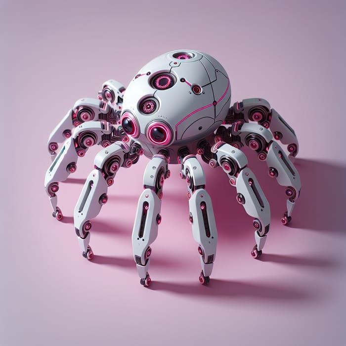 White Robotic Spider with Pink Accents | AI Art Generator | Easy-Peasy.AI