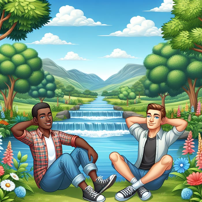 My Best Friend Unwinding Beside Me in a Beautiful Landscape | AI Art ...