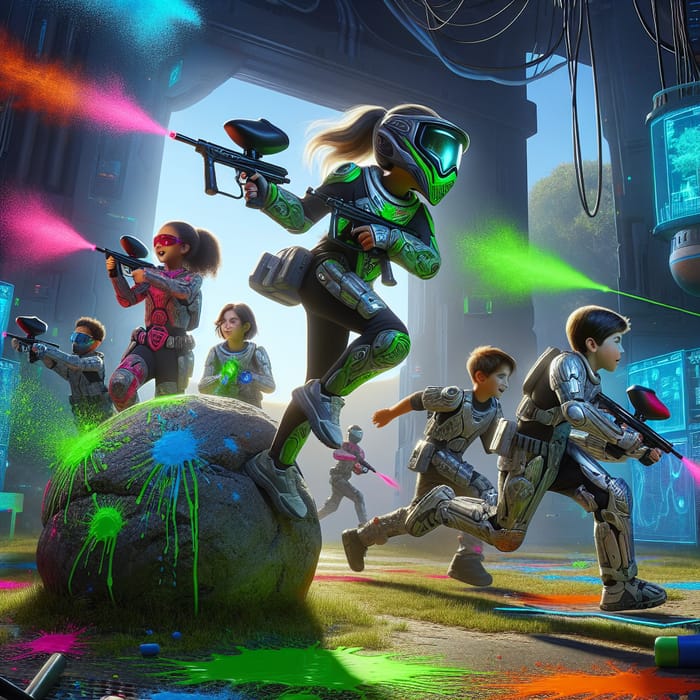 Futuristic Kids' Paintball Adventure Experience | AI Art Generator ...
