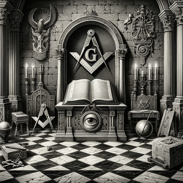 Masonic Symbolism in Ancient Stone Chamber | AI Art Generator | Easy ...