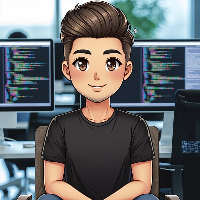 Charming Cartoon IT Specialist in Modern Office | AI Art Generator ...