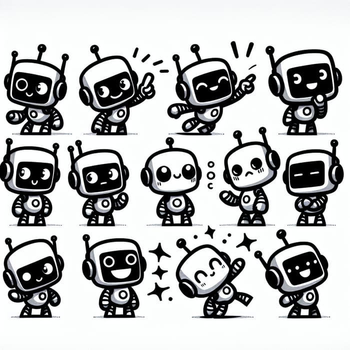 Adorable Robot Character: Versatile Poses & Expressions | AI Art ...