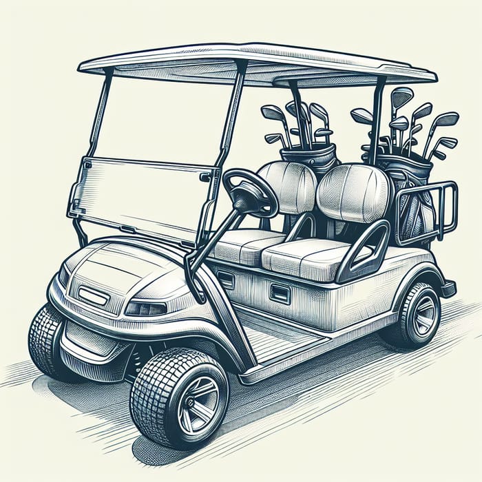 Detailed Sketch of 4-Seat Golf Cart Drawing | AI Art Generator | Easy ...