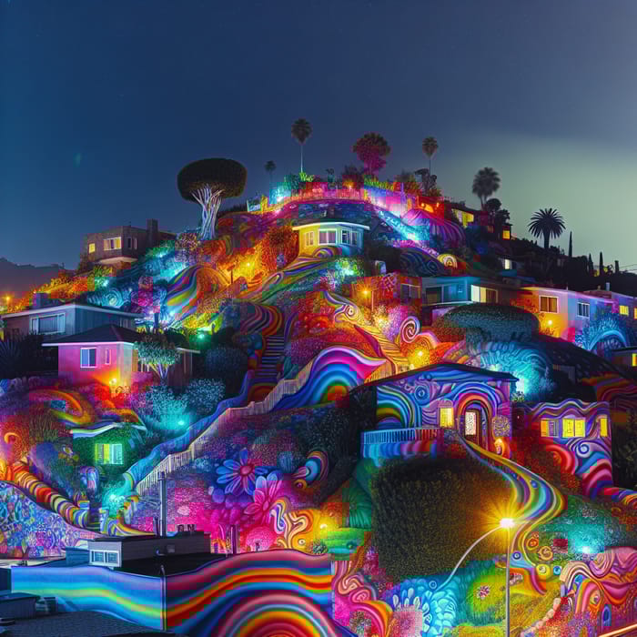 Psychedelic Night Colors - Vibrant Neighborhood Lights | AI Art ...