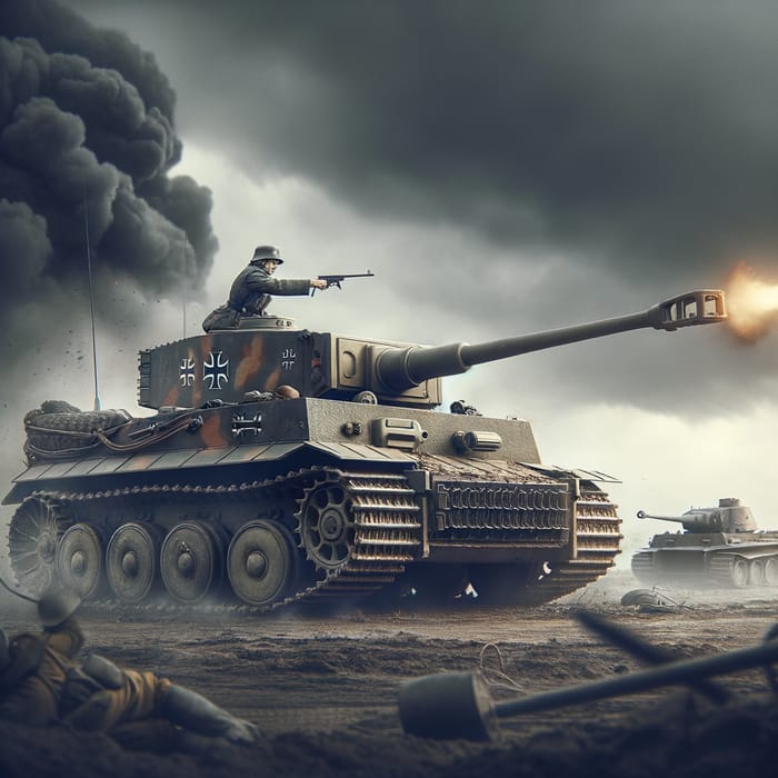 German Tiger vs Soviet IS-2 Tank Combat Scene | AI Art Generator | Easy ...