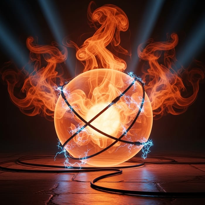Magic Prediction Ball with Electric Cable and Orange Smoke | AI Art ...