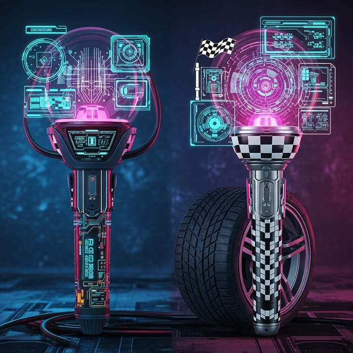 Cyberpunk Race Car Driver Kpop Lightstick | Futuristic Aesthetic Design ...