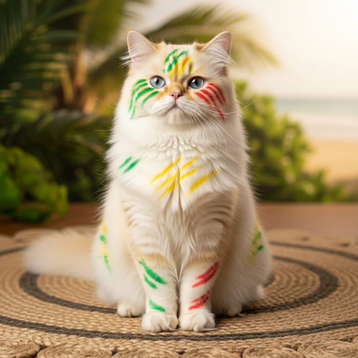 Persian Cat in Rasta Colors | AI Art Generator | Easy-Peasy.AI